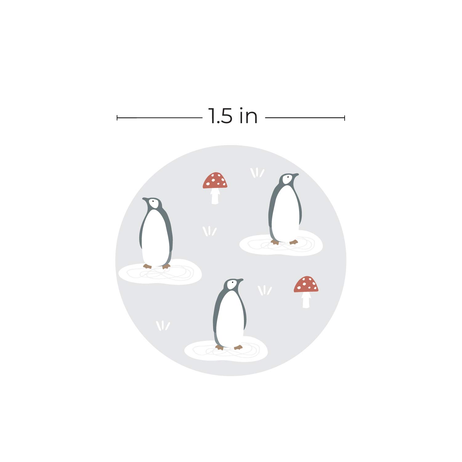 Cute Penguin Holiday Sticker Assortment / 6 Alternating Winter Designs / 500 1.5" Snowy Sweet Labels