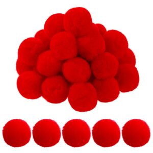 red pom poms christmas faux fur pompom ball acrylic large red pompoms crafts holiday pom balls fluffy plush pompom for diy christmas costume supplies party decorations, 2 inches (30 pieces)