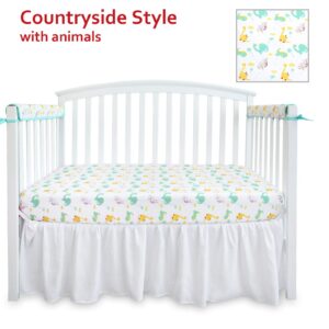 Mini Crib Sheets Fitted Compatible with Graco Playard Playpen, Breathable and Soft Fabric Pack and Play Sheets Suitable for Baby Boys or Girls Everyday Use - Dinosaur Paradise