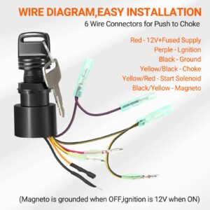 87-17009A2 87-17009A5 Boat Ignition Switch Replacement for Mercury Mariner Outboard Motor Control Box Ignition Key Switch with 2 Keys 3 Position 6 Wire Connectors for Mercury Push Choke Ignition