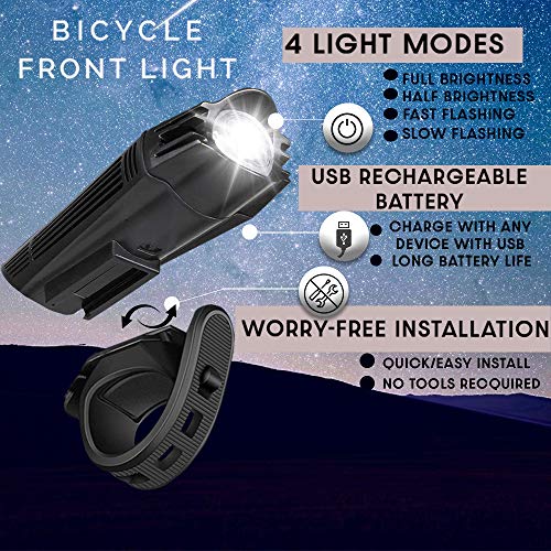 Apremont 450 Lumen Bike Lights Front and Back Set - Bicycle Accessories for Night Riding - USB Rechargeable Bike Light Set, Waterproof, LED Safety Flashlight Cycling Accessories - Adult Kid MTB Helmet