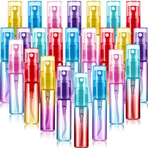 24 pieces mini perfume spray bottles 4 ml colorful glass bottles refillable empty container fine mist bottles portable tube for cleaning, travel, essential oils, perfume, 6 gradient colors