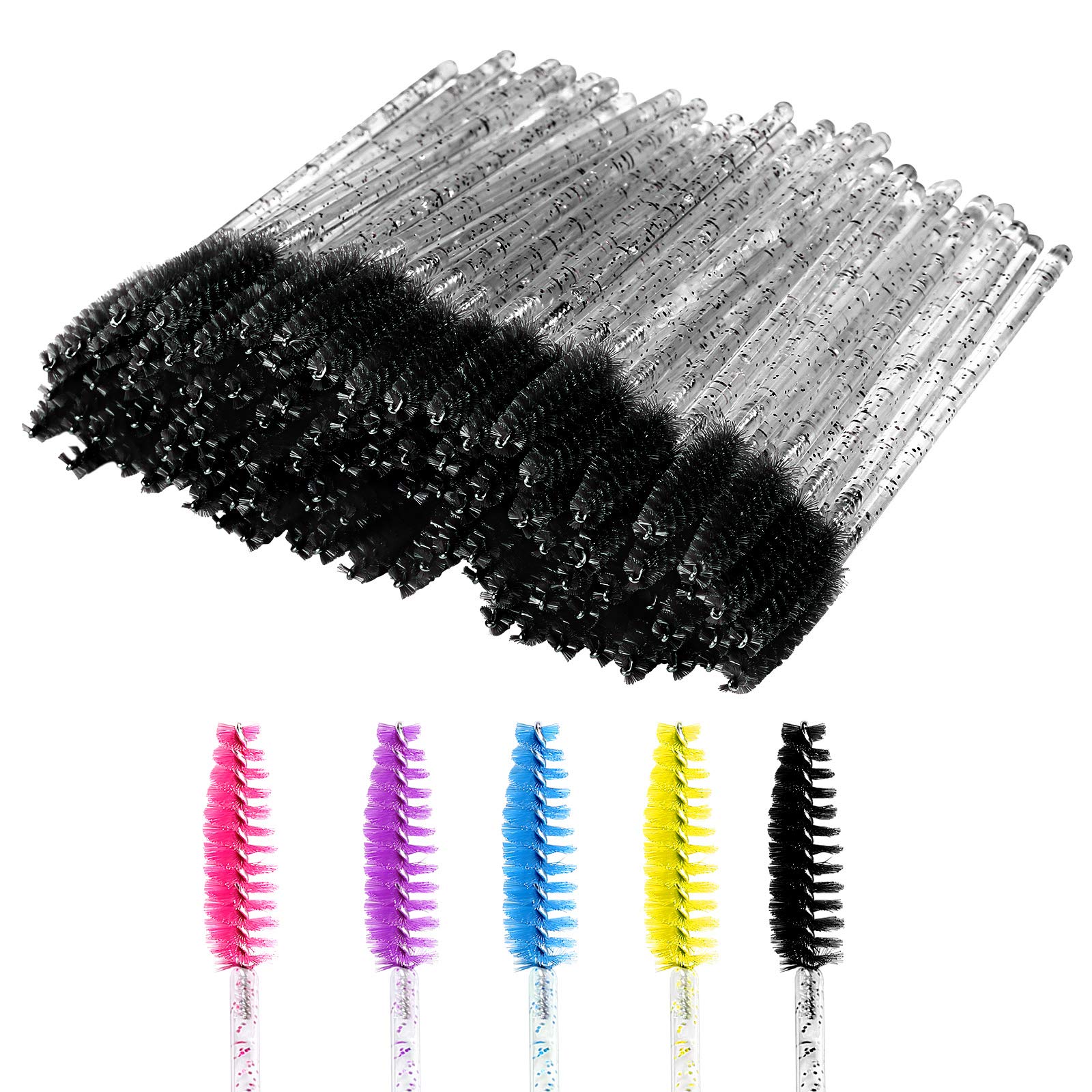 200 PCS Disposable Crystal Eyelash Mascara Brushes Wands for Eye Lash Extension, Eyebrow and Makeup (Black)