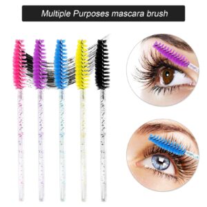 200 PCS Disposable Crystal Eyelash Mascara Brushes Wands for Eye Lash Extension, Eyebrow and Makeup (Black)