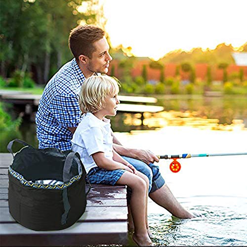 12L Portable Folding Wash Basin, Lightweight and Durable Compact Collapsible Foldable Water Bucket Container for Camping Hiking Fishing Travelling etc. (Black)