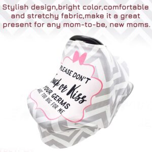 Baby Car Seat Covers, No Touching Sign Car seat Canopy, Infant Stroller Covers for Newborn Girl Boy, Multiuse Nursing Covers for Breastfeeding, Ultra-Soft Breathable, Nursing Scarf, Wavy