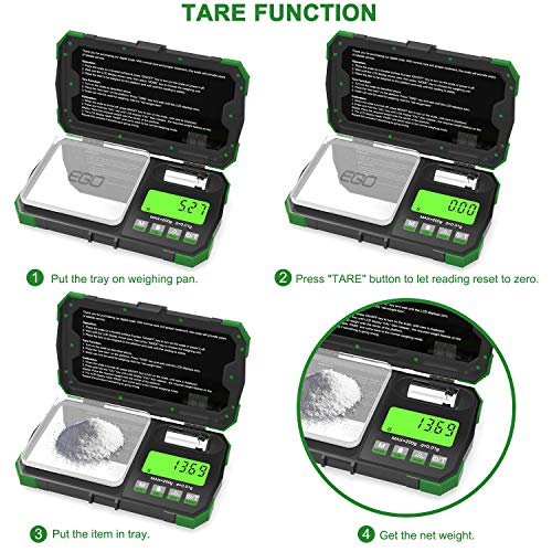 Gram Scale Pocket Size, 200/0.01g Small Scale w/Tray, Herb Coin Scale LCD Backlight Arrow Scale with USB Power Supply Port Read in 6 Units 50g Calibration Weight Included