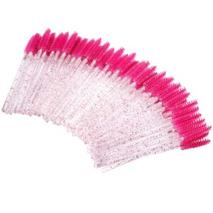 200 PCS Disposable Crystal Eyelash Mascara Brushes Wands for Eye Lash Extension, Eyebrow and Makeup (Pink)