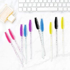 200 PCS Disposable Crystal Eyelash Mascara Brushes Wands for Eye Lash Extension, Eyebrow and Makeup (Pink)