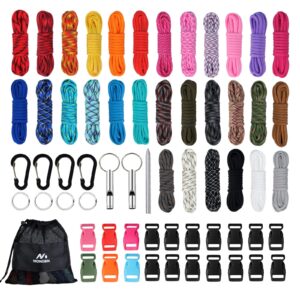 monobin paracord combo kits - 550 type iii parachute cord - bracelet crafting kits, survival rope making lanyards,dog collar,bracelet