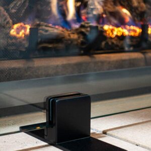 AMS Fireplace - Glass Screen Stainless Steel Bracket/Feet - Glass Hardware Holds 3/8" - 1/2" Thickness – Black Color for Fireplace Glass Protector Helps Glass Stand Up for Safety in Your Home