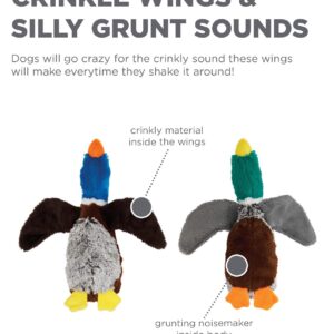 Outward Hound Flapperz Plush Crinkle Duck Dog Toy, 2-Pack - Grunt, Crinkle & Flop, Small