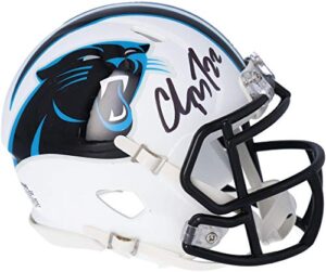 christian mccaffrey carolina panthers autographed riddell flat white alternate revolution speed mini helmet - autographed nfl mini helmets