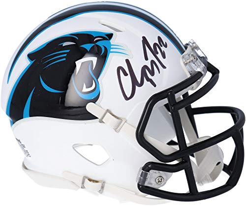 Christian McCaffrey Carolina Panthers Autographed Riddell Flat White Alternate Revolution Speed Mini Helmet - Autographed NFL Mini Helmets