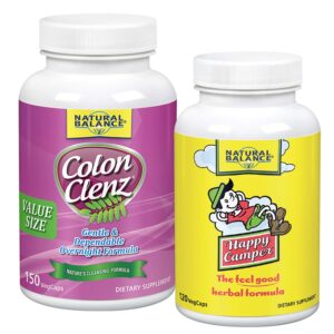 natural balance colon clenz & happy camper bundle | herbal cleanse & stress support | 150 capsules, 120 capsules