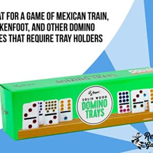 Regal Games - Wood Domino Trays - Solid Natural Beechwood - for Mexican Train, Chickenfoot - Set of 4