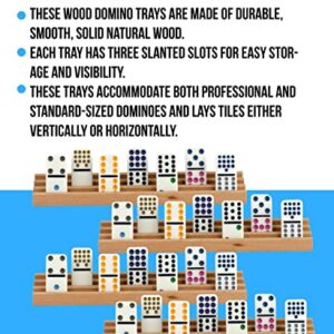 Regal Games - Wood Domino Trays - Solid Natural Beechwood - for Mexican Train, Chickenfoot - Set of 4