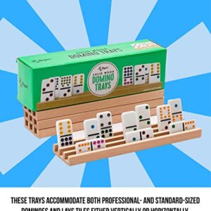 Regal Games - Wood Domino Trays - Solid Natural Beechwood - for Mexican Train, Chickenfoot - Set of 4