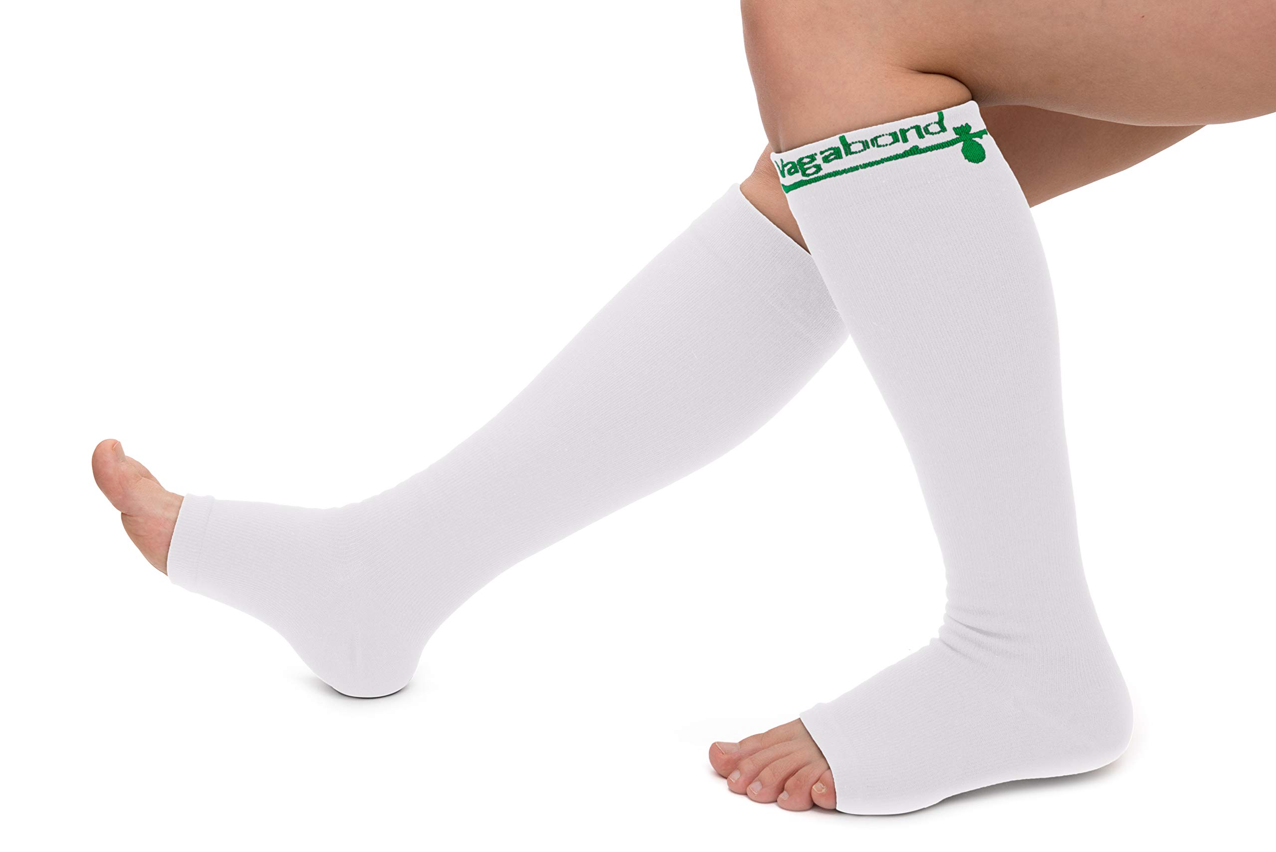 Vagabond 3XL and 2XL Wide Calf Toeless Compression Socks -15-20 mmHg for Fatigue, Pain, Leg Swelling, Comfy Compression (White, 3X-large)