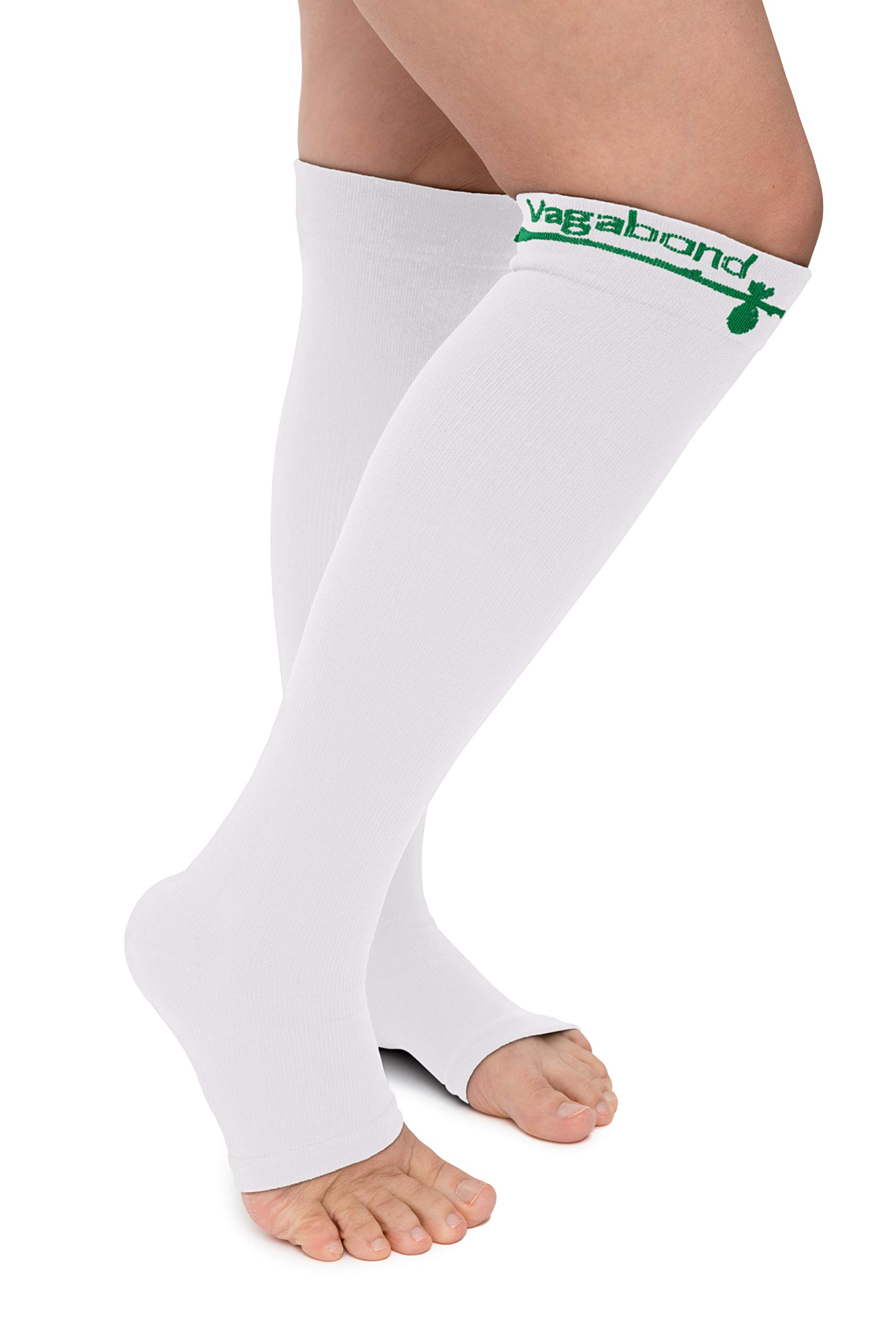 Vagabond 3XL and 2XL Wide Calf Toeless Compression Socks -15-20 mmHg for Fatigue, Pain, Leg Swelling, Comfy Compression (White, 3X-large)