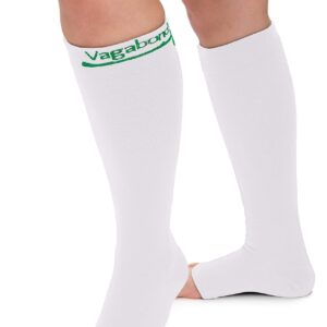 Vagabond 3XL and 2XL Wide Calf Toeless Compression Socks -15-20 mmHg for Fatigue, Pain, Leg Swelling, Comfy Compression (White, 3X-large)