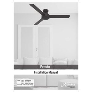 Hunter Fan Company 50812 Presto Ceiling Fan, 52, Matte Nickel