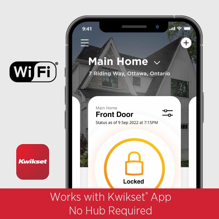 Kwikset Halo Fingerprint Wi-Fi Smart Door Lock, Keyless Touch Entry Electronic Traditional Deadbolt, No Hub Required App Remote Control, With SmartKey Re-Key Security, Venetian Bronze