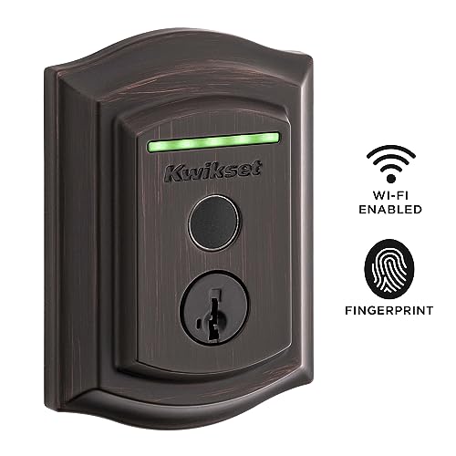 Kwikset Halo Fingerprint Wi-Fi Smart Door Lock, Keyless Touch Entry Electronic Traditional Deadbolt, No Hub Required App Remote Control, With SmartKey Re-Key Security, Venetian Bronze