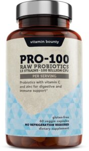 vitamin bounty probiotics - 13 probiotic strains, gut health, digestive health, probiotic for women and men, delayed release embocaps (60 capsules)