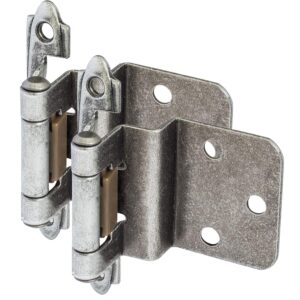 10 pair pack - cosmas 15628-wn weathered nickel cabinet hinge 3/8" inset (pair) [15628-wn]