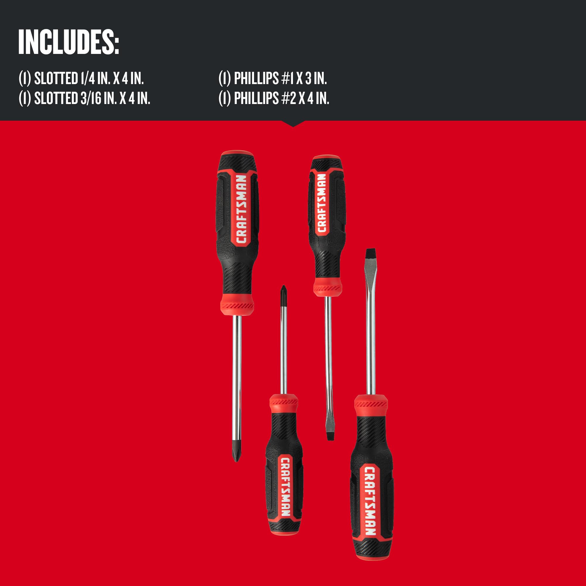 CRAFTSMAN Bi-Material Screwdriver Set (4 pc) (CMHT65076)