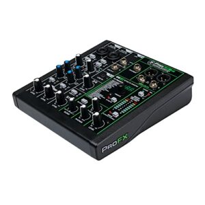 Mackie ProFX6v3 6-Channel Professional Effects Mixer with USB Bundle - Includes Knox Gear TX-100 Closed-Back Studio Monitor Headphones, 1/4" TRS Cables, & XLR Cables (6 Items)