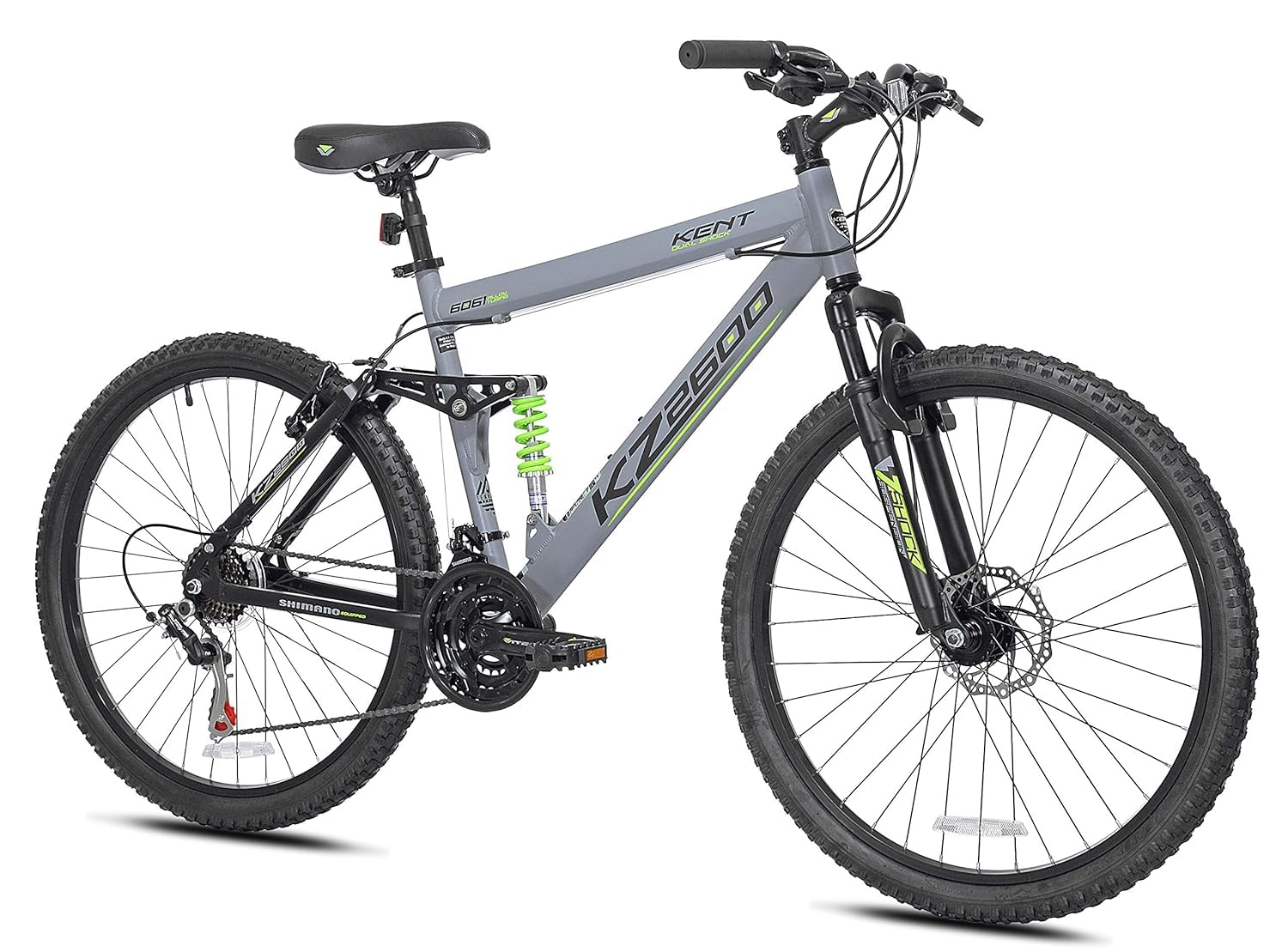 Kent 26" KZ2600 Full Suspension Mountain Bike, Grey, Men's