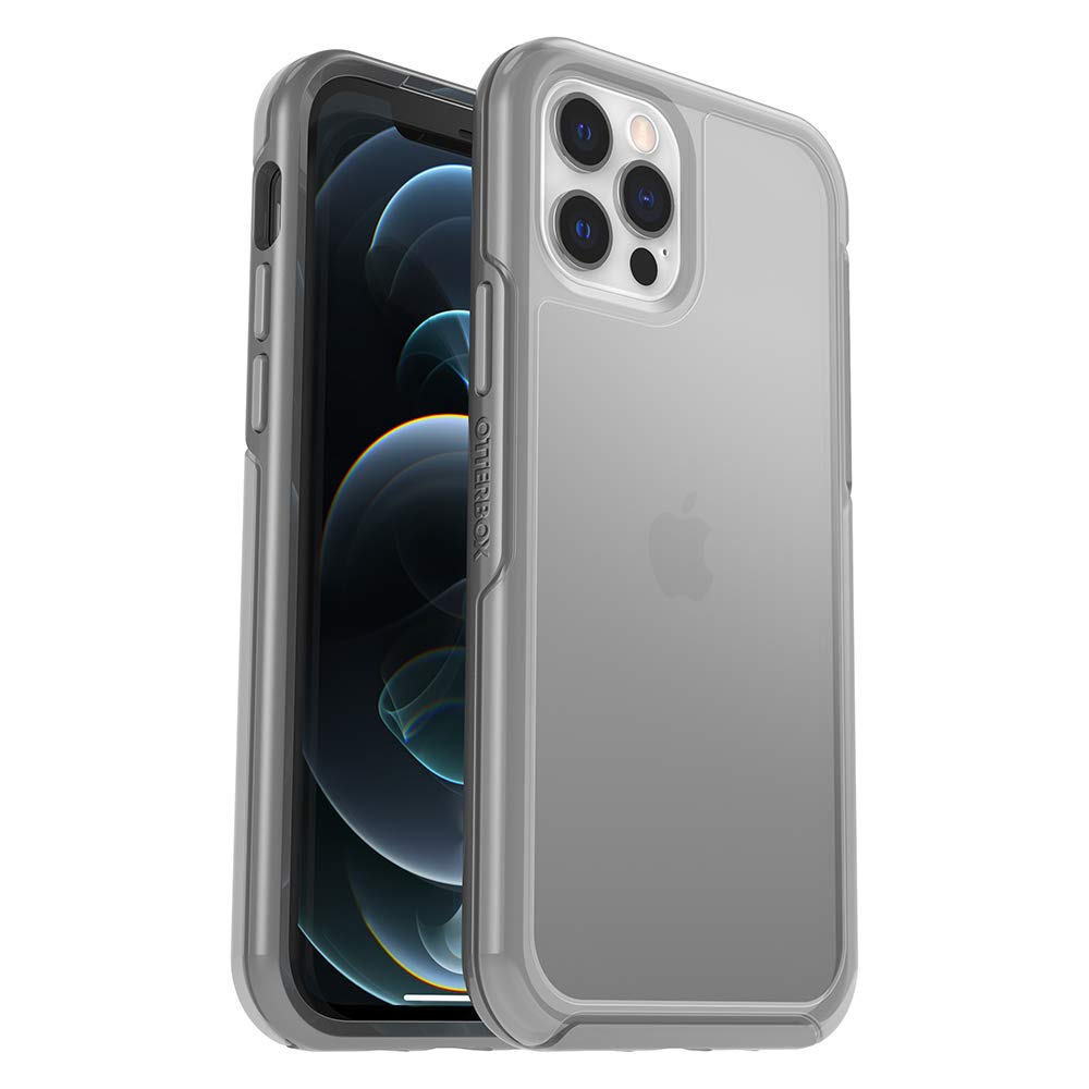 OtterBox iPhone 12 & iPhone 12 Pro Symmetry Series Case - MOON WALKER (FROST WHITE/SILVER MET/MOONWALKER GRAPHIC), ultra-sleek, wireless charging compatible, raised edges protect camera & screen