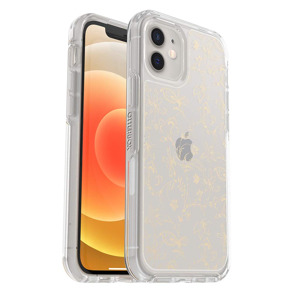 OtterBox iPhone 12 & iPhone 12 Pro Symmetry Series Case - WALLFLOWER (CLEAR/CLEAR WALLFLOWER GRAPHIC), ultra-sleek, wireless charging compatible, raised edges protect camera & screen