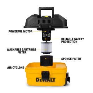 DEWALT DXV04T Portable 4 Gallon Wet/Dry Vaccum (Yellow) and Workshop Wet/Dry Vacs Vacuum Accessories WS17854A 1-7/8-Inch Vacuum Attachment Kit