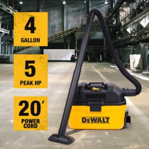 DEWALT DXV04T Portable 4 Gallon Wet/Dry Vaccum (Yellow) and Workshop Wet/Dry Vacs Vacuum Accessories WS17854A 1-7/8-Inch Vacuum Attachment Kit