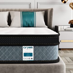 crystli queen mattress, 10 inch memory foam mattress with innerspring hybrid mattress in a box pressure relief & supportive queen size mattress 100-night trial 10-year support