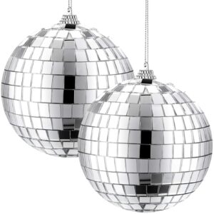 2 pieces mirror disco ball, 70's disco party decoration, hanging ball for party or dj light effect, home decorations, stage props, game accessories(4.7 inch)