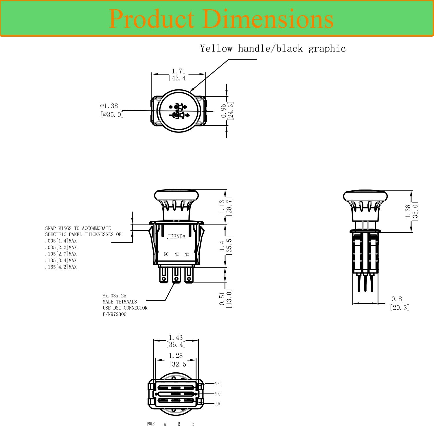 JEENDA Blade Clutch PTO Switch Compatible with Exmark Toro 116-0124 1160124 8 Terminals 103-5221