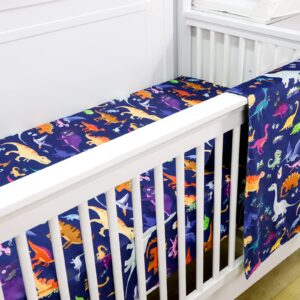 HOOYAX Soft Fitted Crib Sheet, Stretchy and Breathable Toddler Crib Sheet for Boys and Girls, Fits Standard Crib and Toddler Mattress (Dinosaur)