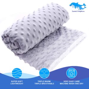 SWEET DOLPHIN Sherpa Minky Baby Blankets for Crib Stroller Nap, Fuzzy Warm Cozy Soft Receiving Blankets Unisex for Boys, Girls, Kids, Toddler, Infant - Lignt Grey - 30x40 inches