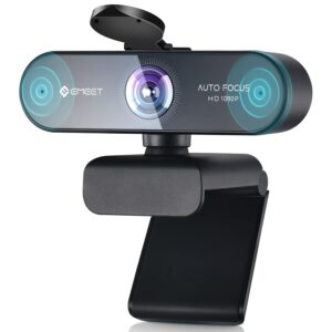 emeet hd webcam 1080p, usb webcam with privacy cover & 2 noise-canceling mics, fast autofocus, nova 96°fov wide angle webcam, plug & play camera for computer for zoom/skype, meeting/online classes