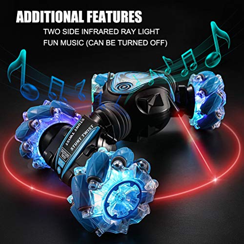 TANOKAY RC Stunt Car, 2.4GHz Remote Control + Gesture Sensing Monster Truck, Big Off Road Double Sided Racing Rock Crawler, Stunt Drift Rechargeable Vehicle for Kids & Adults