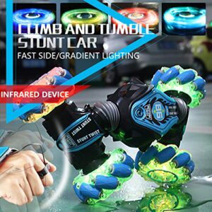 TANOKAY RC Stunt Car, 2.4GHz Remote Control + Gesture Sensing Monster Truck, Big Off Road Double Sided Racing Rock Crawler, Stunt Drift Rechargeable Vehicle for Kids & Adults