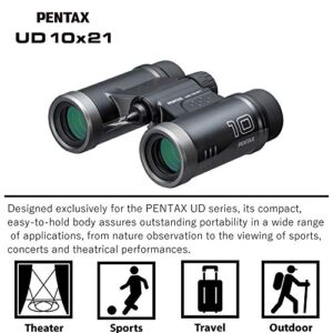 PENTAX Binoculars UD 10x21- Black. 10x magnification with roof prism. Bright and clear viewing, lightweight with Multi-coating to acheive excellent image performance. For concerts, sports and safari