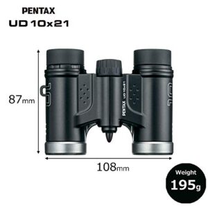 PENTAX Binoculars UD 10x21- Black. 10x magnification with roof prism. Bright and clear viewing, lightweight with Multi-coating to acheive excellent image performance. For concerts, sports and safari