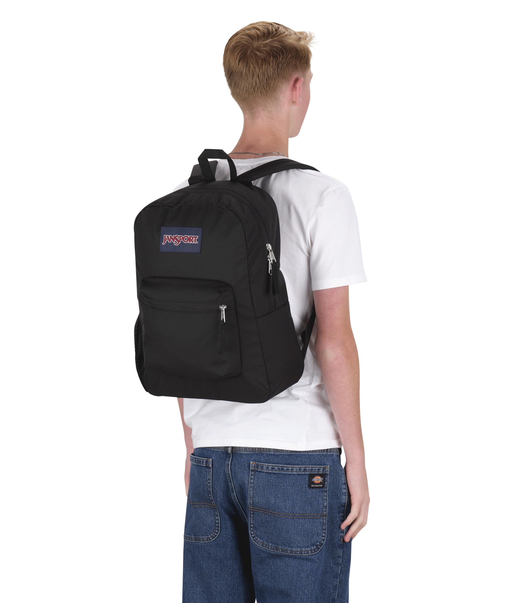 JanSport Cross Town Backpack - Travel, or Work Bookbag with Water Bottle Pocket, Black