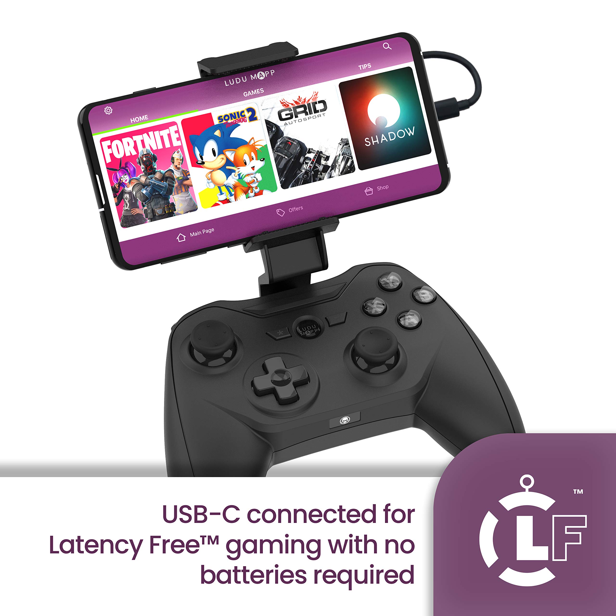 Rotor Riot Mobile Gamepad Controller for Android- Latency Free Wired Controller with L3 + R3, Highly Compatible Gaming Device Holder