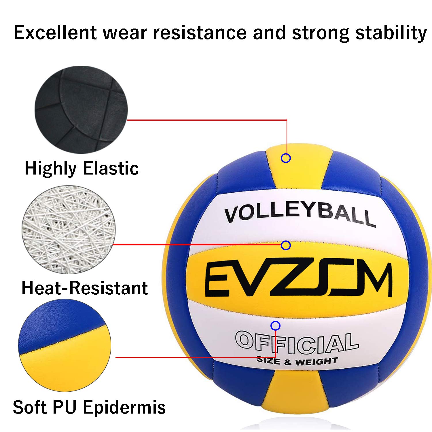 EVZOM Super Soft Volleyball Beach Volleyball Official Size 5 for Outdoor/Indoor/Pool/Gym/Training Premium Volleyball Equipment（Blue）